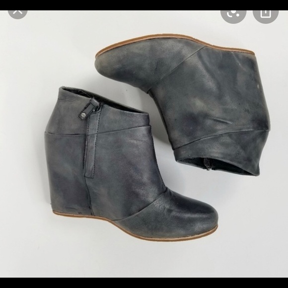 UGG | Shoes | Ugg Womens Grey Leather Wedge Booties | Poshmark